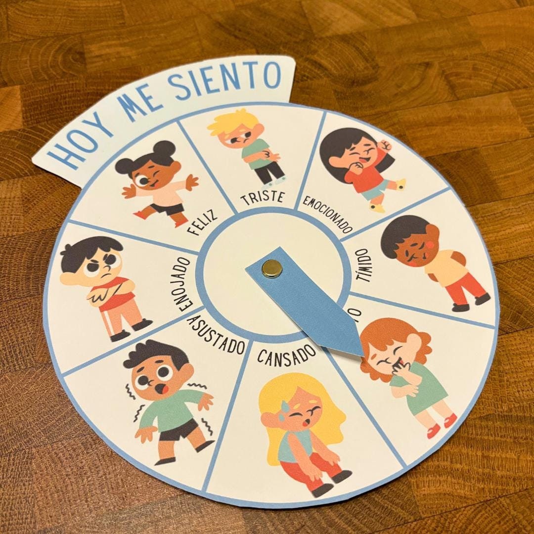 SPANISH FEELINGS WHEEL Printable, Feelings Montessori, Feelings Circle ...