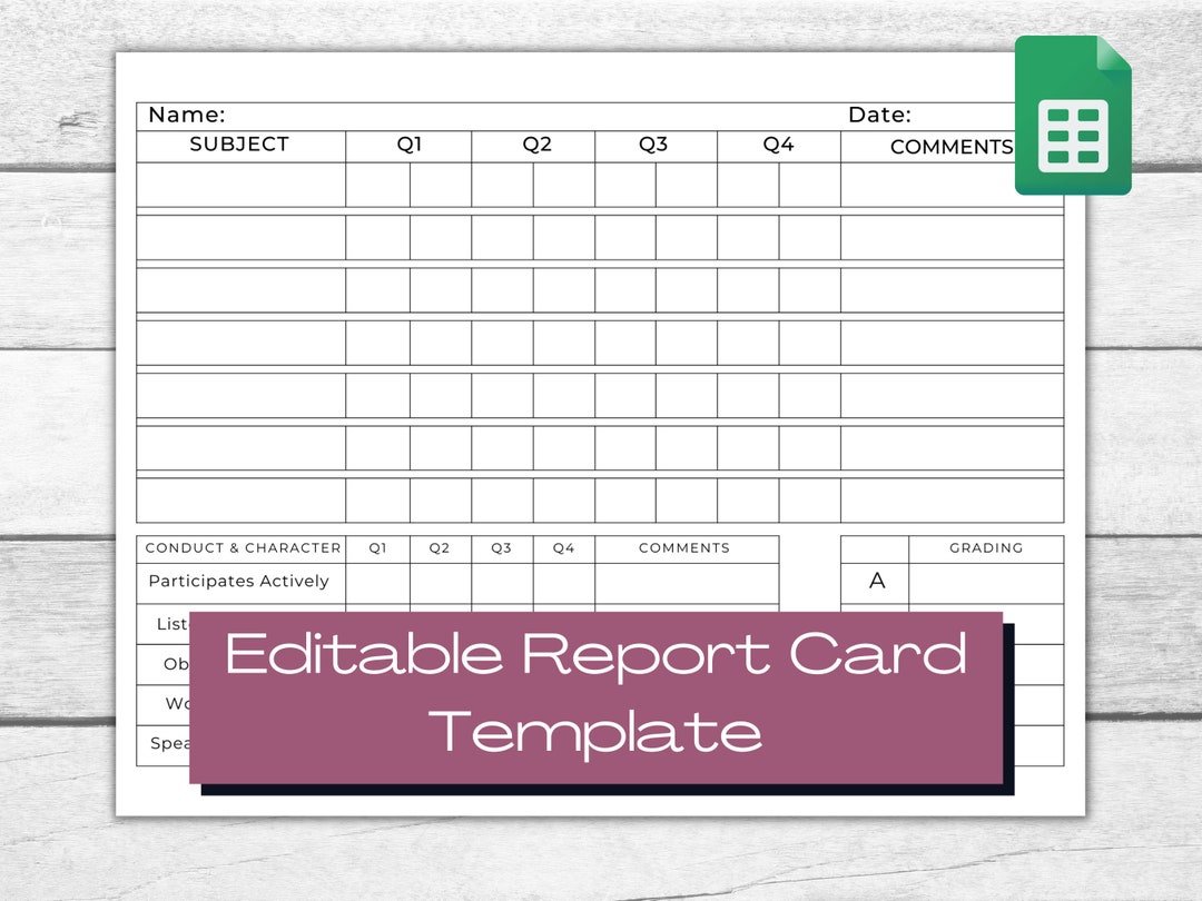 Editable Homeschool Report Card Template: Printable Progress Report ...