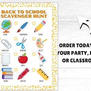 BACK TO SCHOOL Scavenger Hunt, Back to School Activity, Printable Back ...