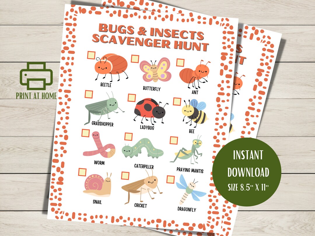 NATURE SCAVENGER HUNT, Bug Scavenger Hunt, Printable Nature Activities ...
