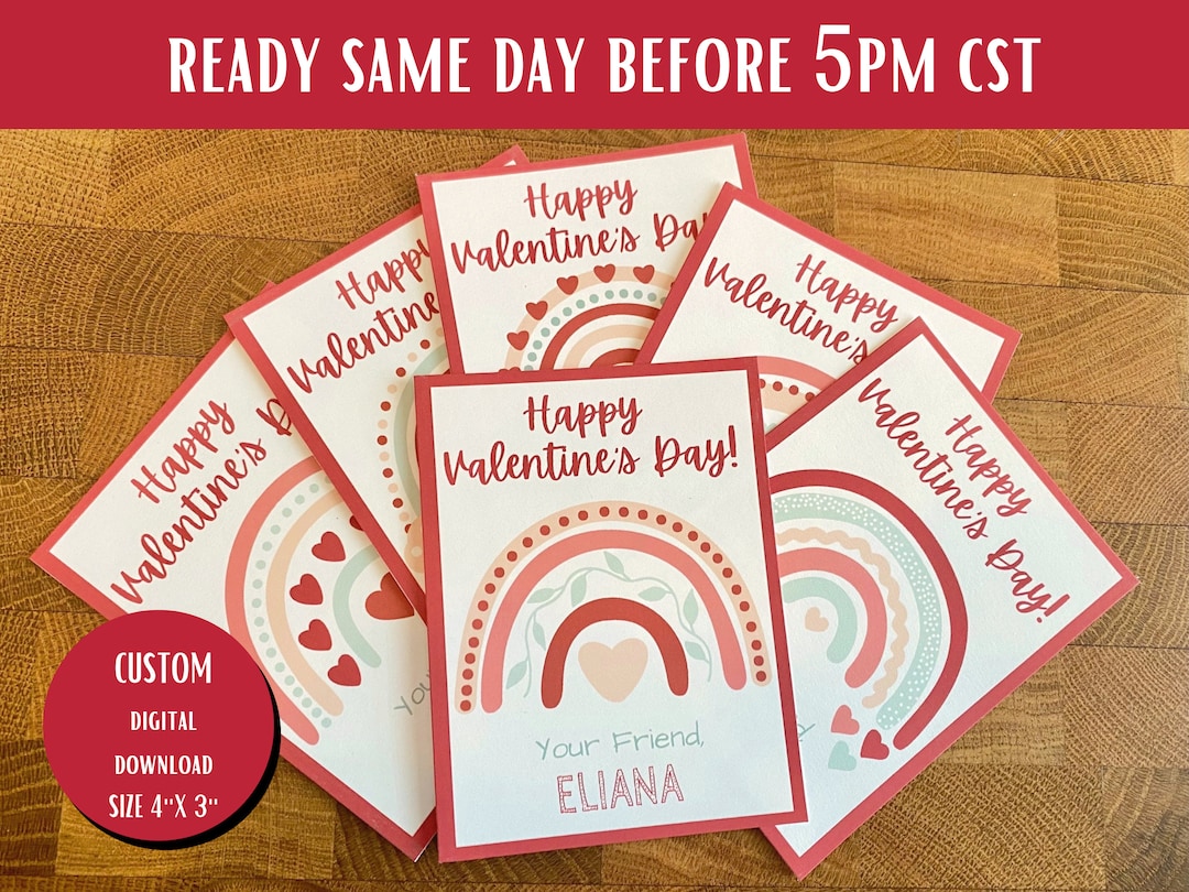 Custom PRINTABLE VALENTINE CARD, Classroom Valentine, Instant Download ...
