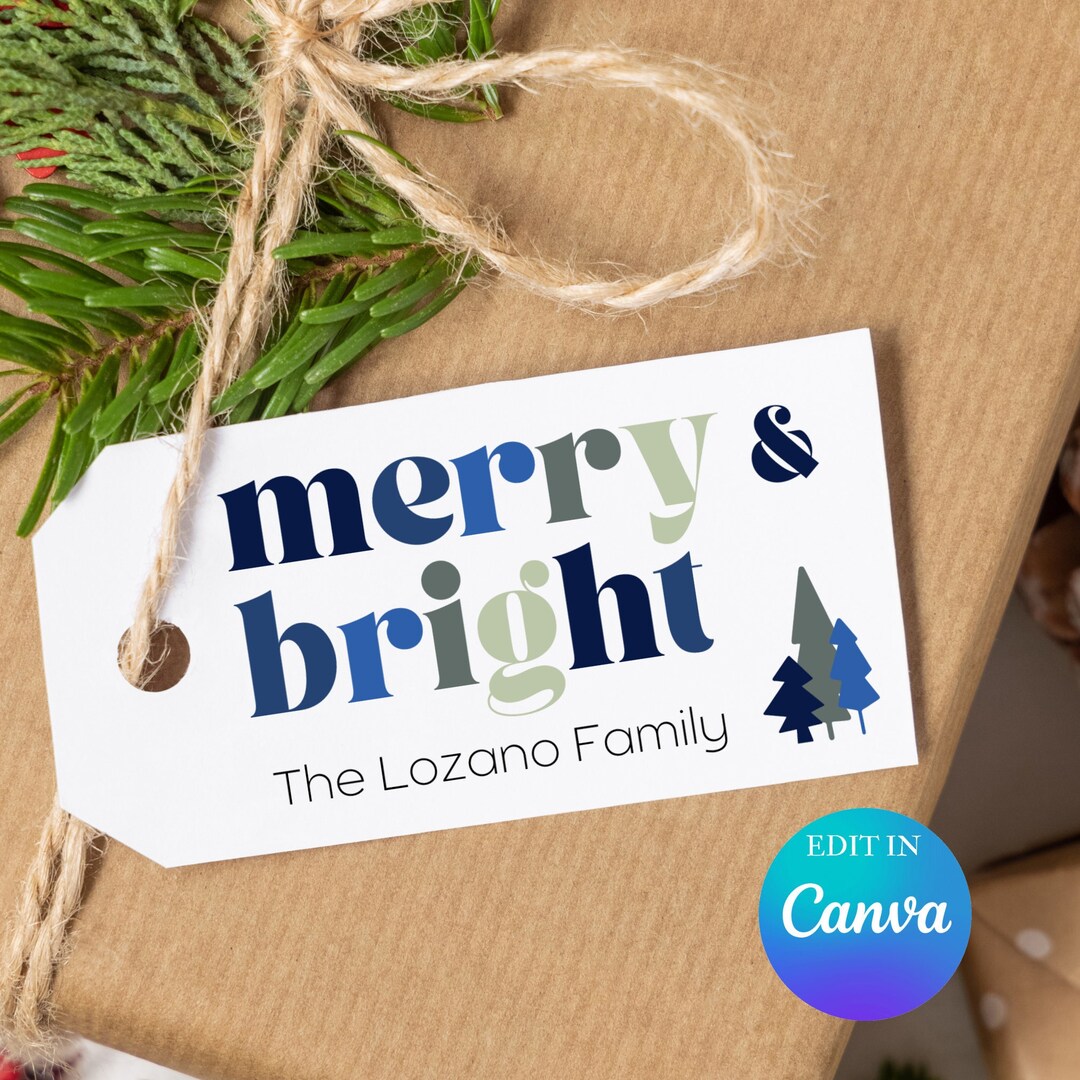 Editable Merry and Bright Christmas Gift Tags (digital Download) - Etsy