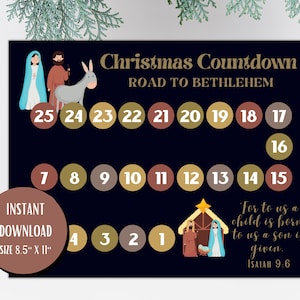 NATIVITY ADVENT CALENDAR Printable, Christmas Countdown Pdf, Advent ...