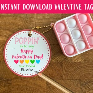 Rainbow POP IT VALENTINE Tags, Pop It Tags, Pop It Valentine's Day ...