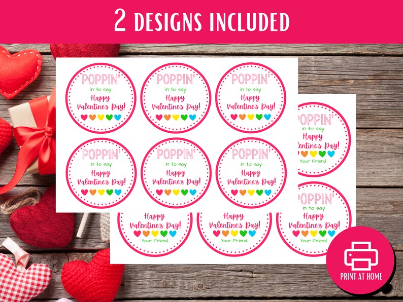 Rainbow POP IT VALENTINE Tags, Pop It Tags, Pop It Valentine's Day ...