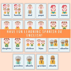 Spanish & English Family Flashcards: Bilingual Learning for Kids (PDF ...