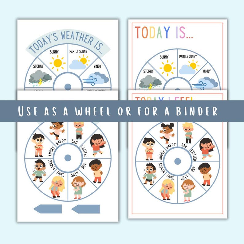 Weather and Feelings Wheel Printable Bundle: Montessori Learning (PDF ...