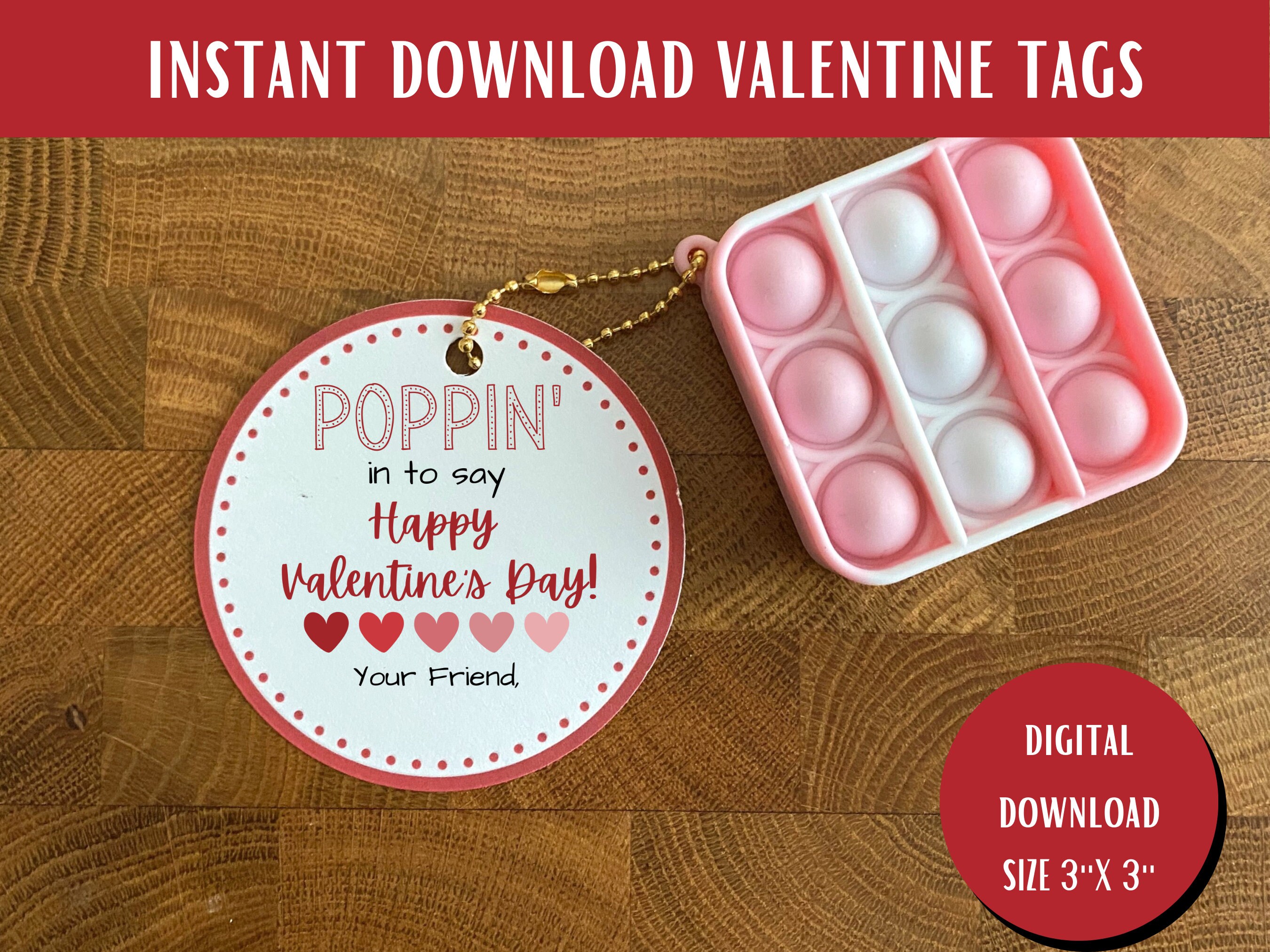 POP IT VALENTINE Tags Pop It Tags Pop It Valentine's Day - Etsy