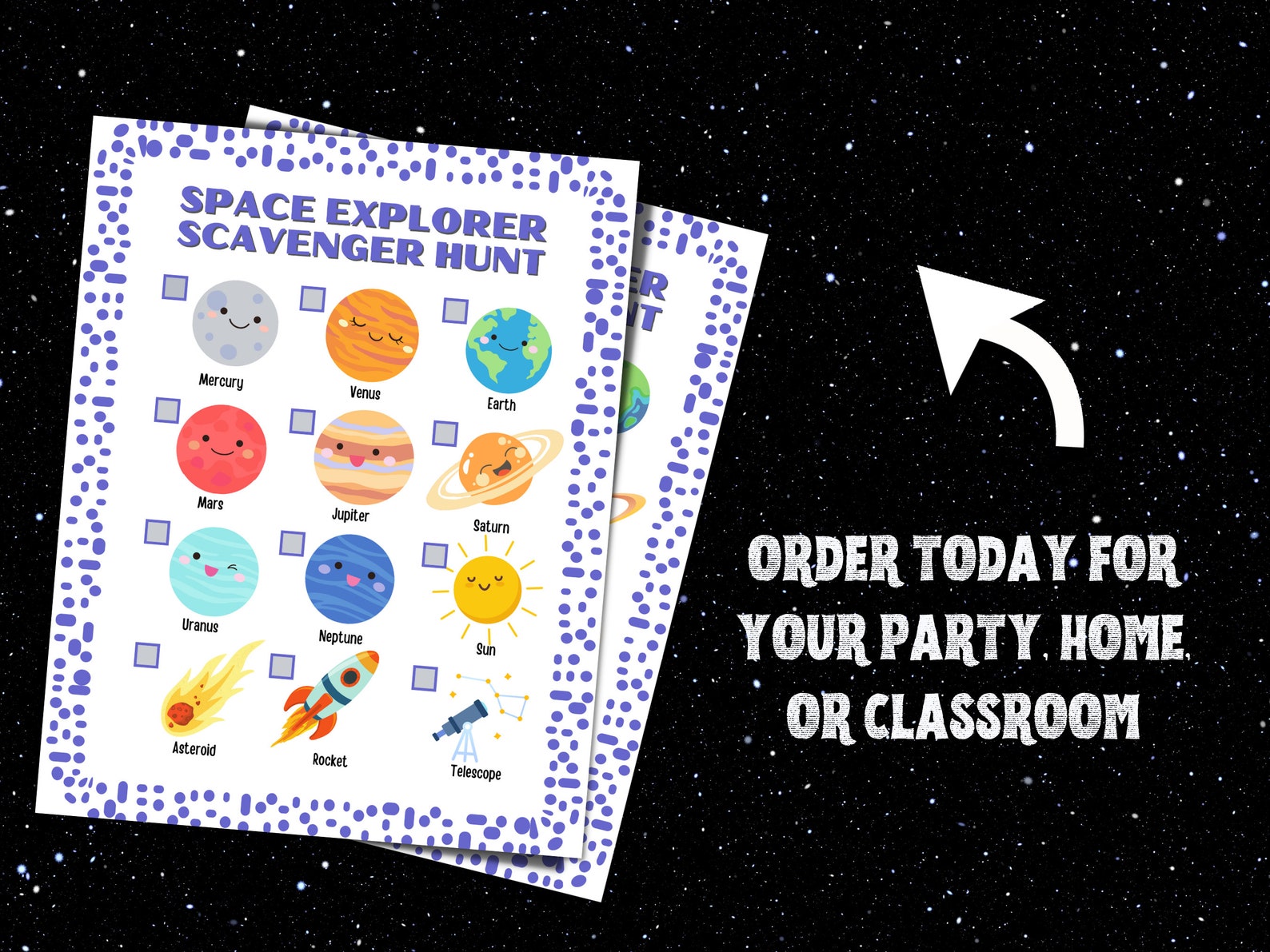 SPACE SCAVENGER HUNT Space Kids Activity Printable Space - Etsy