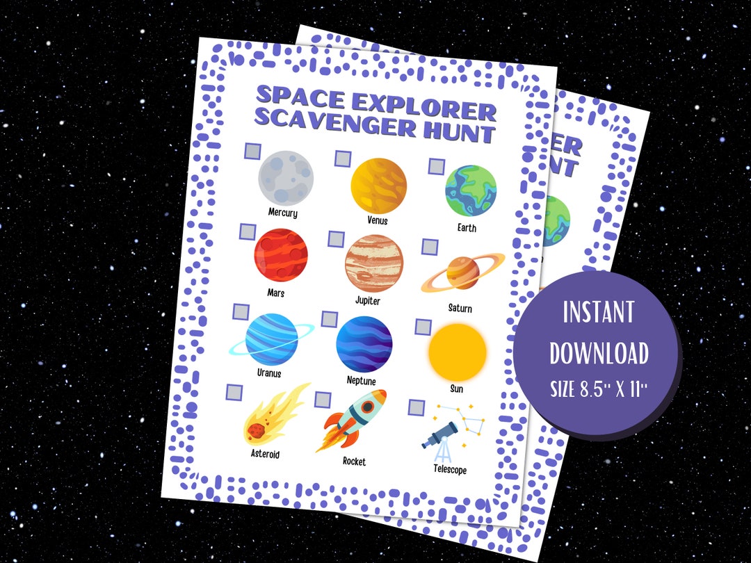 Space Scavenger Hunt: Kids' Indoor Activity (printable PDF) - Etsy