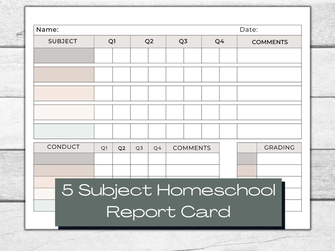 HOMESCHOOL REPORT CARD, Printable Homeschool Report Card Template ...