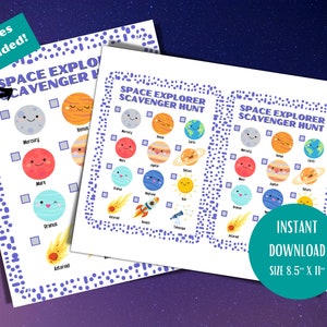 SPACE SCAVENGER HUNT, Space Kids Activity, Printable Space Activities ...