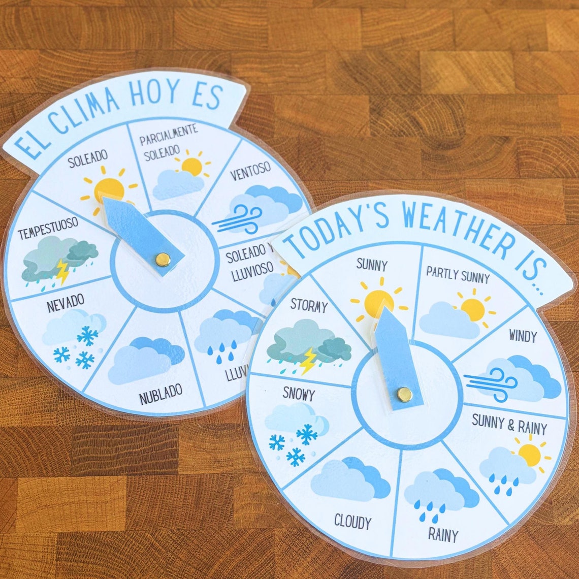 Weather Wheel Printable: Bilingual Learning, Montessori Circle Time ...
