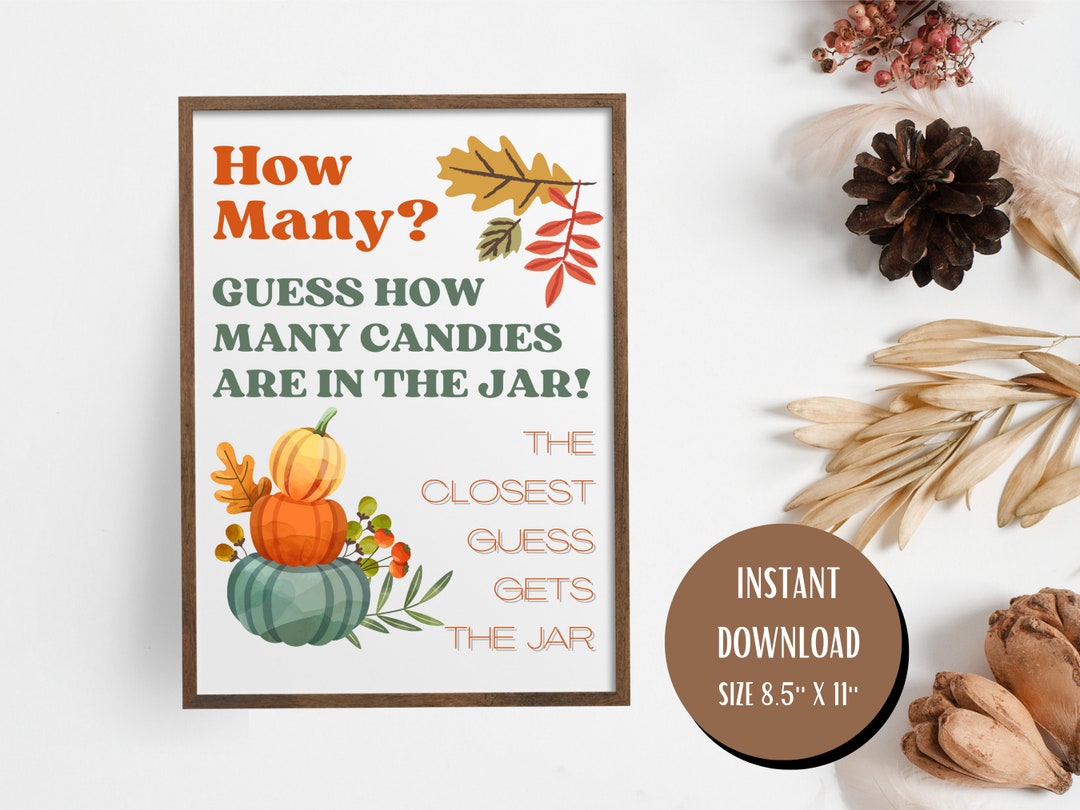 GUESS HOW MANY Candies Game, Printable Fall Games, Fall Guess How Many ...