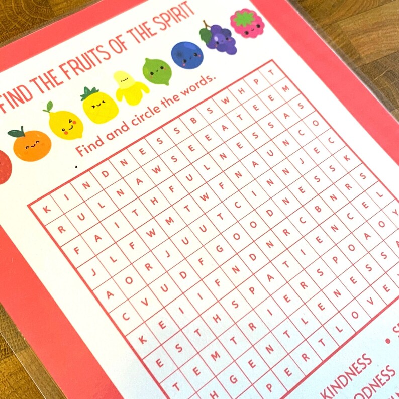 Fruits of the Spirit Activity: Bible Matching Game & Word Search ...