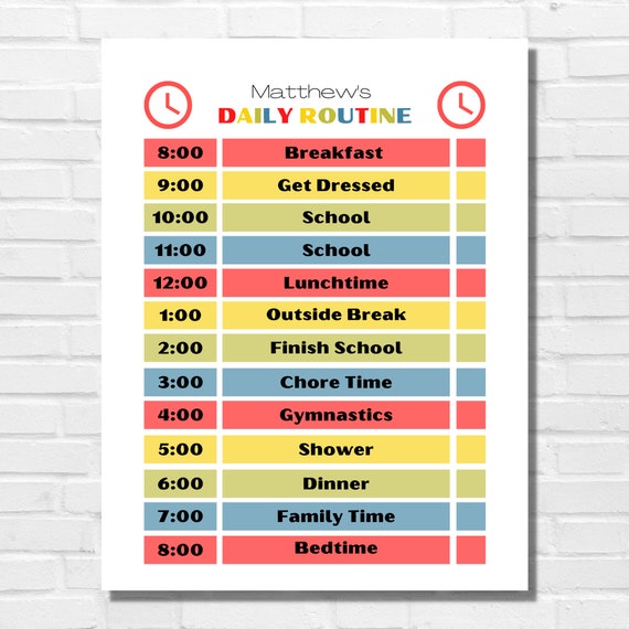 KIDS DAILY ROUTINE Daily Schedule for Kids Daily Routine - Etsy