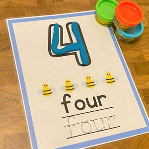 NUMBER TRACING FLASHCARDS, Learn Numbers Printable, Counting, Writing ...