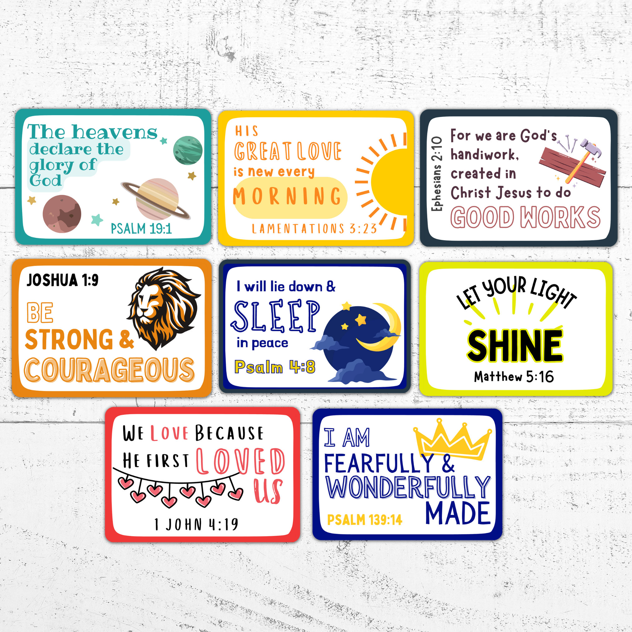 Kids Scripture Cards: 24 Encouraging Bible Verse Cards (digital ...