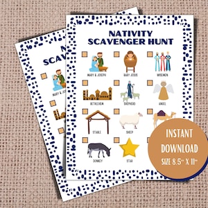 NATIVITY SCAVENGER HUNT, Nativity Kids Activity, Christmas Games ...