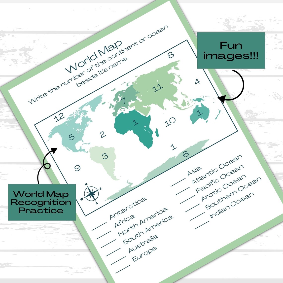 World Map Worksheets: Continents & Oceans Geography (digital Download ...