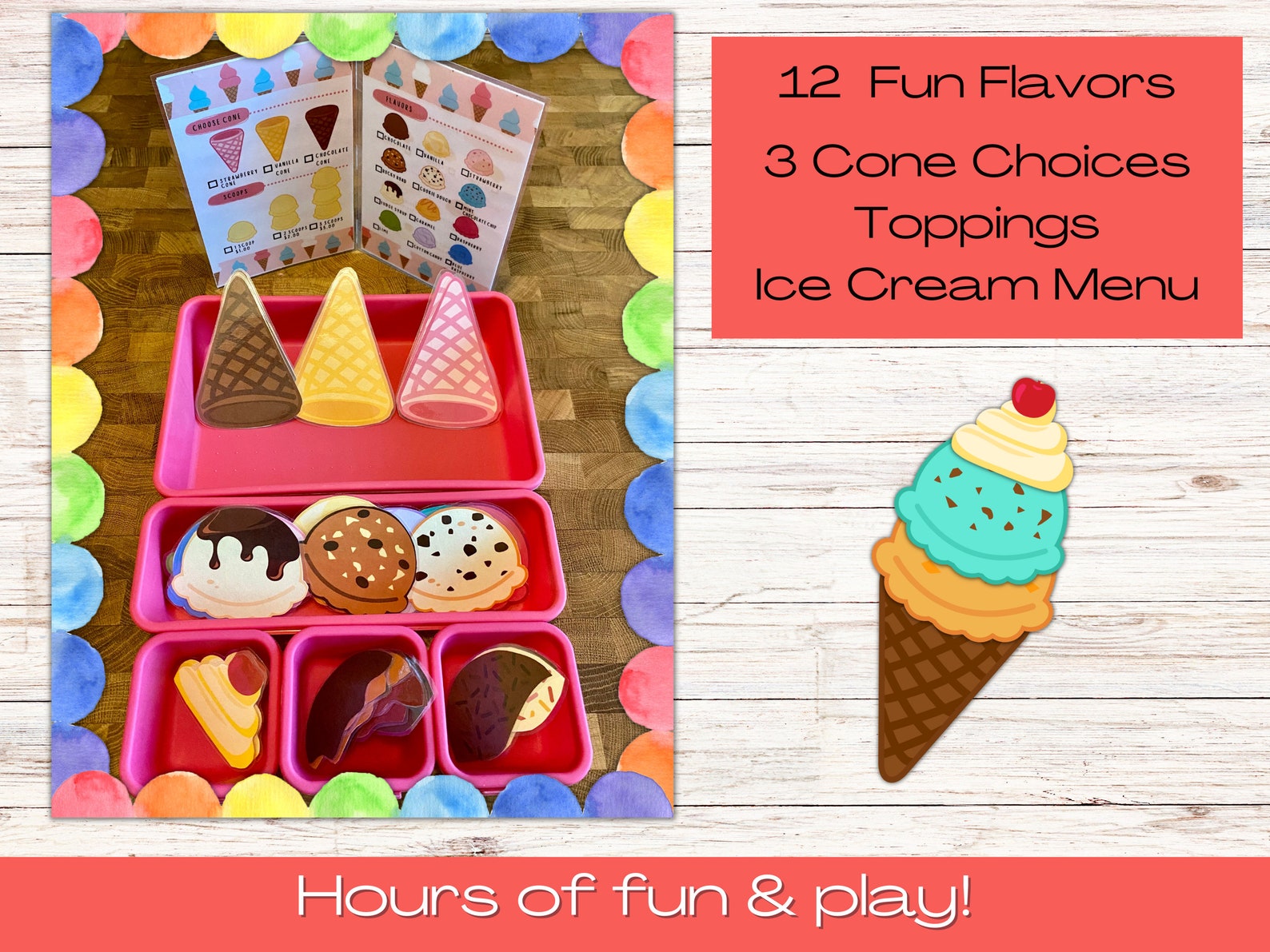 ICE CREAM PRINTABLE Pretend Play, Ice Cream Shop Dramatic Play ...