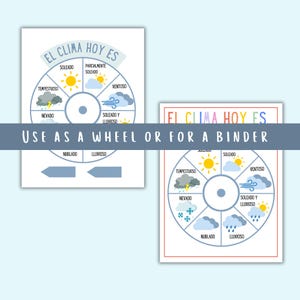 Spanish Weather Wheel Printable: Montessori Learning (digital Download ...