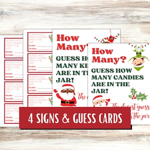 Santa Guess HOW MANY KISSES Game, Printable Christmas Games, Christmas ...