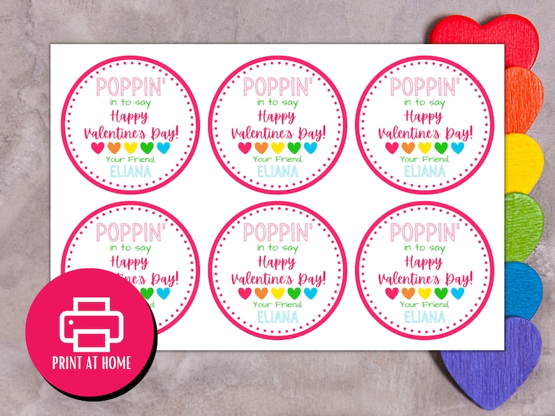 CUSTOM POP IT Valentine Tags, Pop It Tags, Personalized Valentine's Day ...
