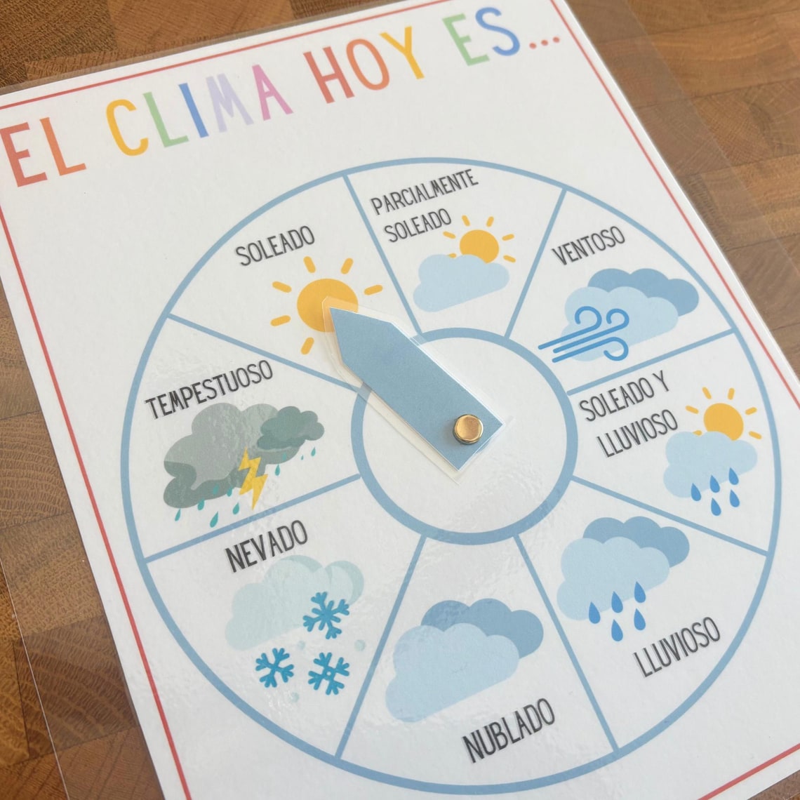 Weather Wheel Printable: Bilingual Learning, Montessori Circle Time ...
