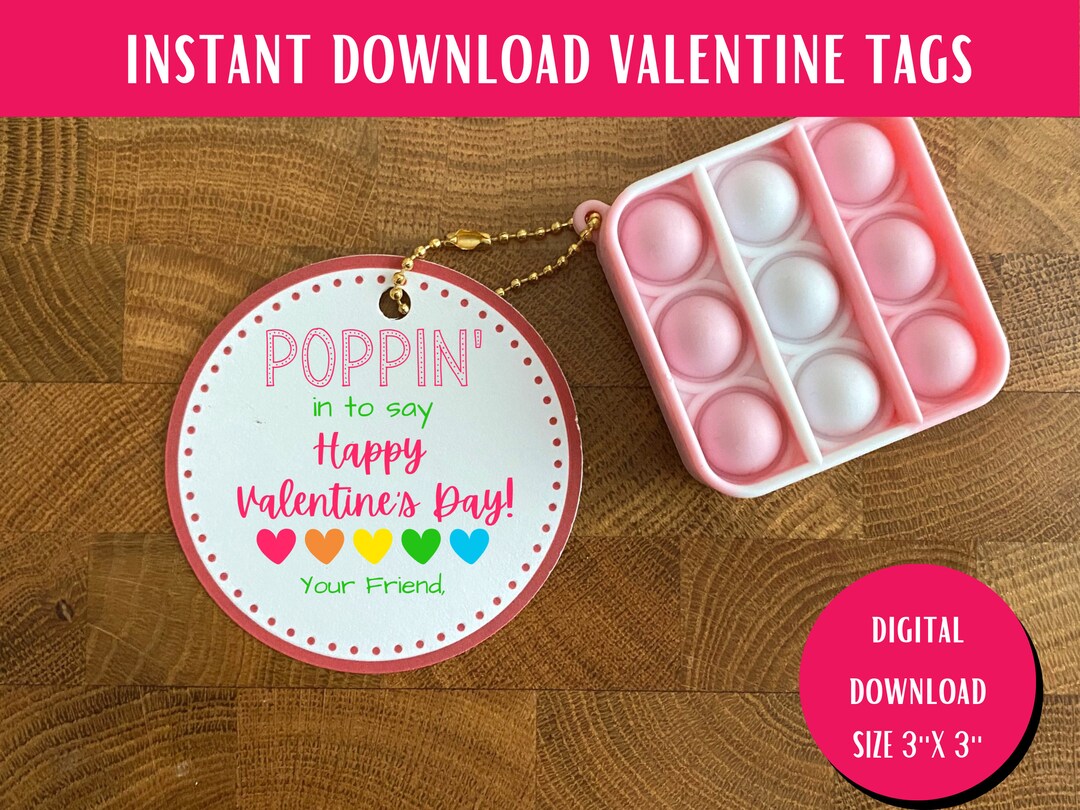 Rainbow POP IT VALENTINE Tags, Pop It Tags, Pop It Valentine's Day ...