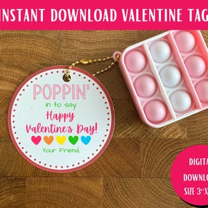 Rainbow POP IT VALENTINE Tags, Pop It Tags, Pop It Valentine's Day ...
