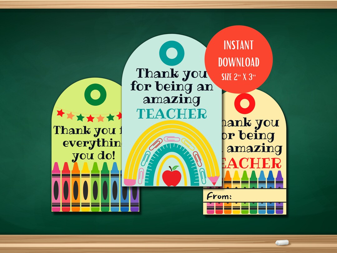 TEACHER APPRECIATION GIFT Tags, Teacher Appreciation Tags, Teacher ...