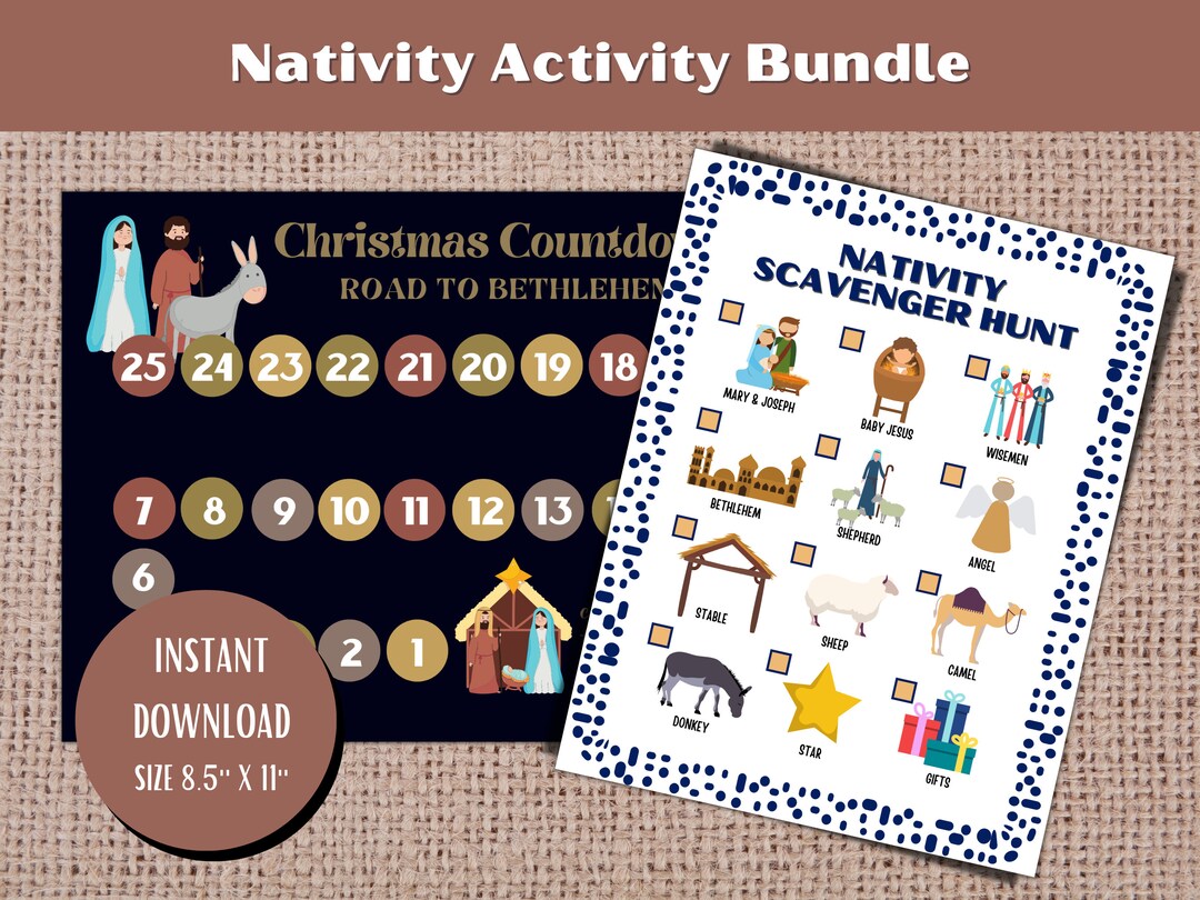 Nativity Advent Calendar Bundle, Christmas Scavenger Hunt (PDF ...