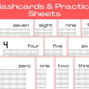 NUMBER TRACING FLASHCARDS, Learn Numbers Printable, Counting, Writing ...