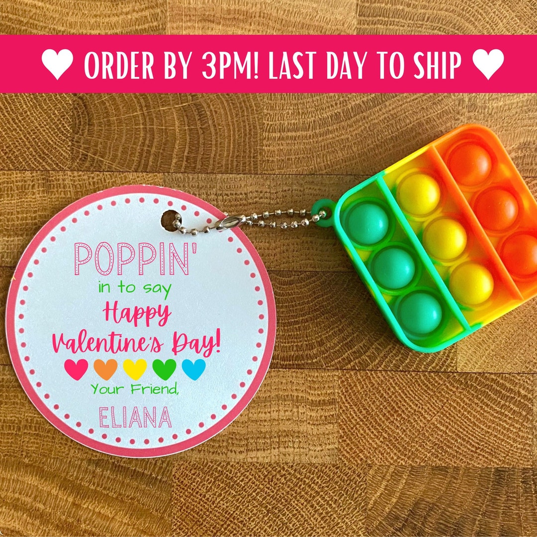 CUSTOM POP IT Valentine Tags, Pop It Tags, Personalized Valentine's Day ...