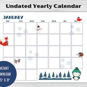 PRINTABLE KIDS CALENDAR Undated Printable Calendar - Etsy