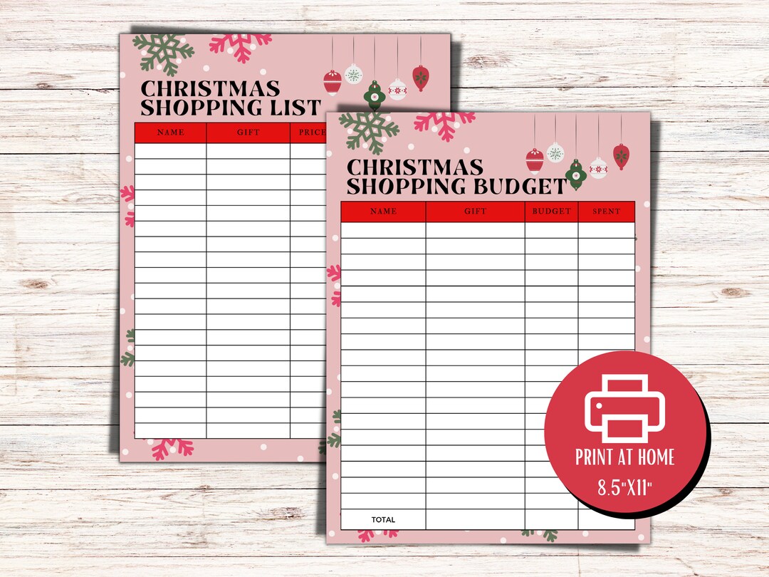 CHRISTMAS SHOPPING LIST, Christmas Gift Shopping List and Budget ...