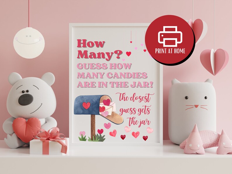 GUESS HOW MANY Kisses Game, Valentine's Day Printable Game, Valentine ...