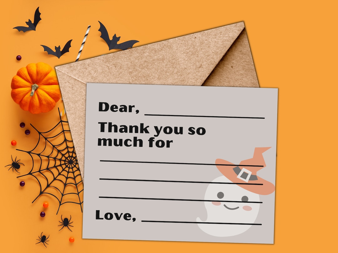 HALLOWEEN THANK YOU Cards, Printable Thank You Notecards, Fall Thank ...