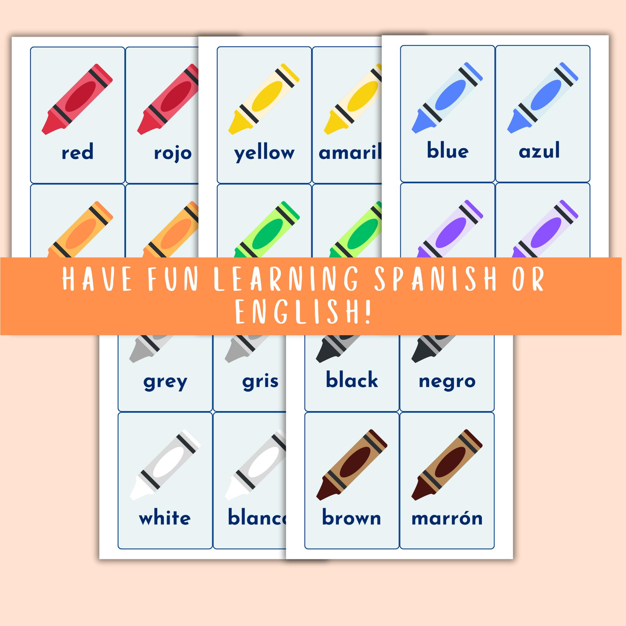 Spanish Colors Flashcards: Bilingual Learning for Kids (digital ...