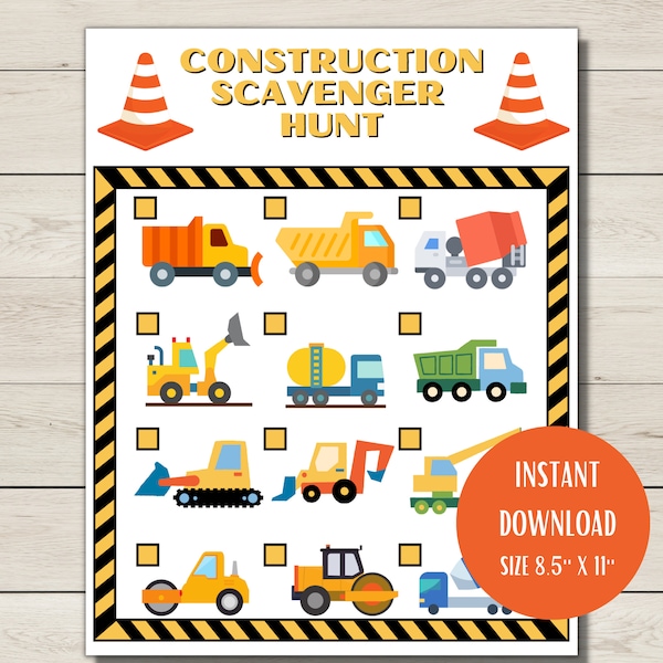 Construction Scavenger Hunt - Etsy