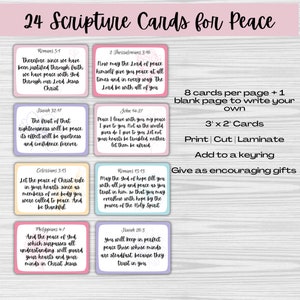 24 PRINTABLE SCRIPTURE CARDS for Peace, Scripture Memorization Cards ...