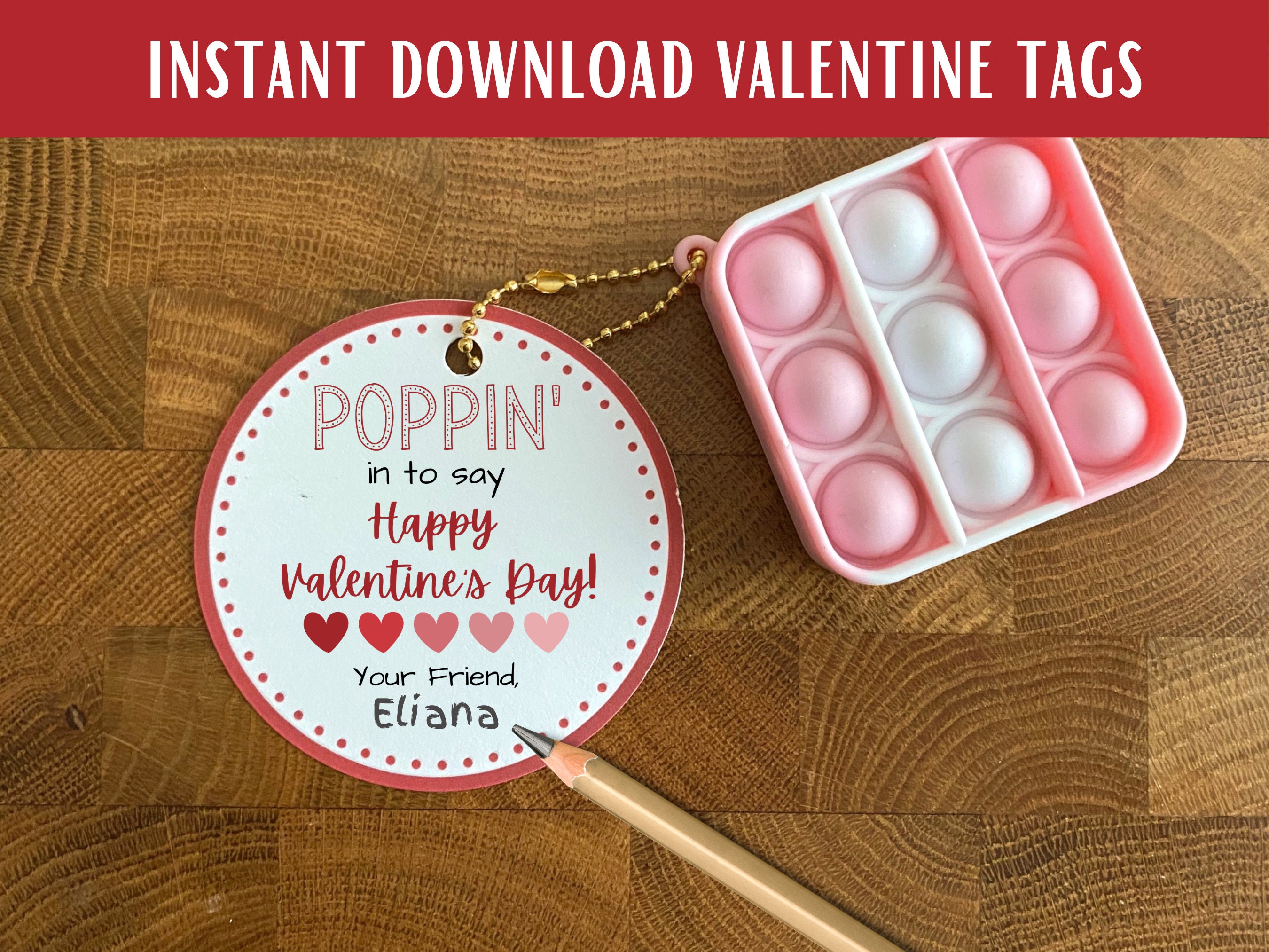 POP IT VALENTINE Tags Pop It Tags Pop It Valentine's Day - Etsy