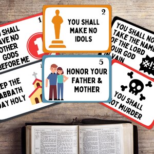 10 COMMANDMENT CARDS, Scripture Memorization Cards for Kids, Kids Bible ...