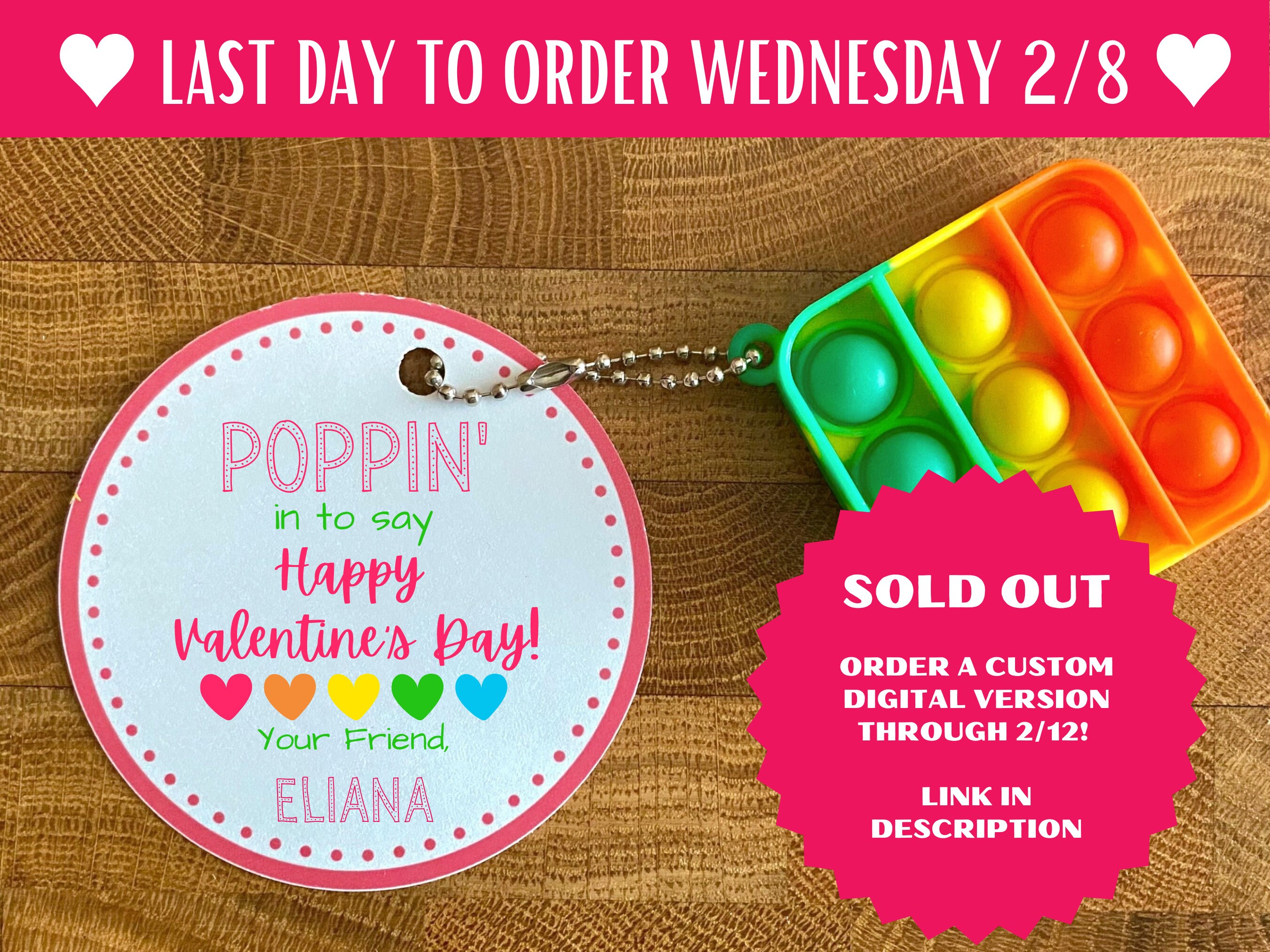 CUSTOM POP IT Valentine Tags Pop It Tags Personalized - Etsy
