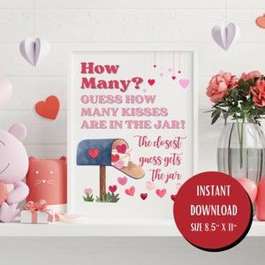 GUESS HOW MANY Kisses Game, Valentine's Day Printable Game, Valentine ...
