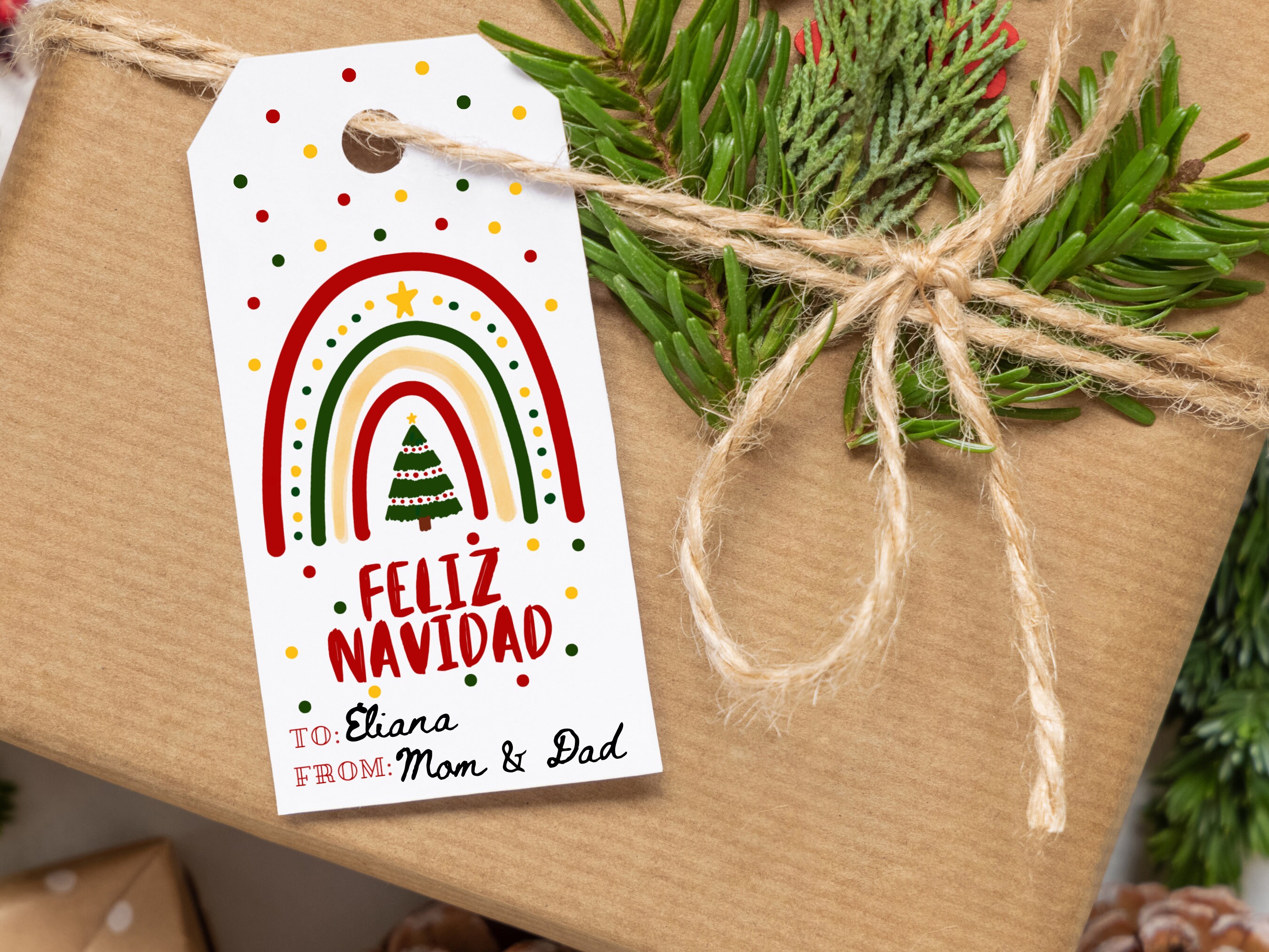 Feliz Navidad Gift Tags, Printable Christmas Labels (PDF) - Etsy