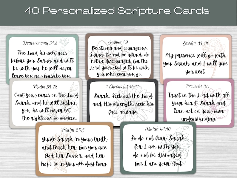 40 PERSONALIZED SCRIPTURE CARDS Scripture Memorization Cards - Etsy