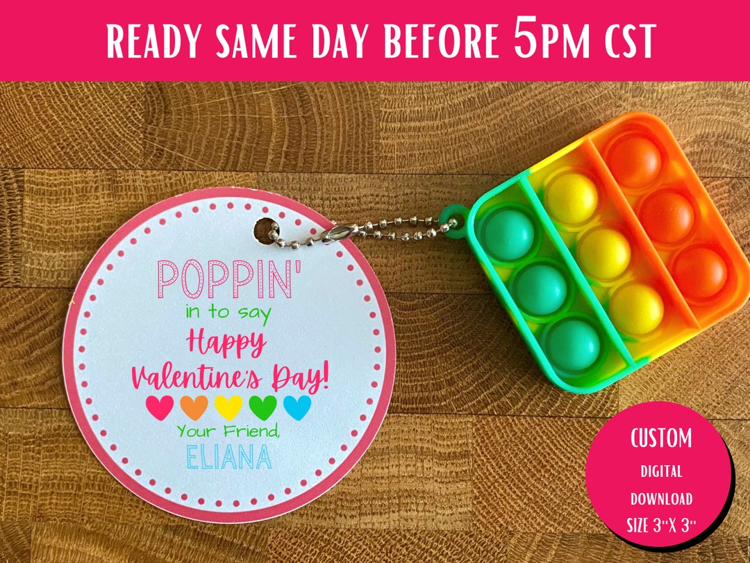 CUSTOM POP IT Valentine Tags, Pop It Tags, Personalized Valentine's Day ...