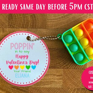CUSTOM POP IT Valentine Tags, Pop It Tags, Personalized Valentine's Day ...